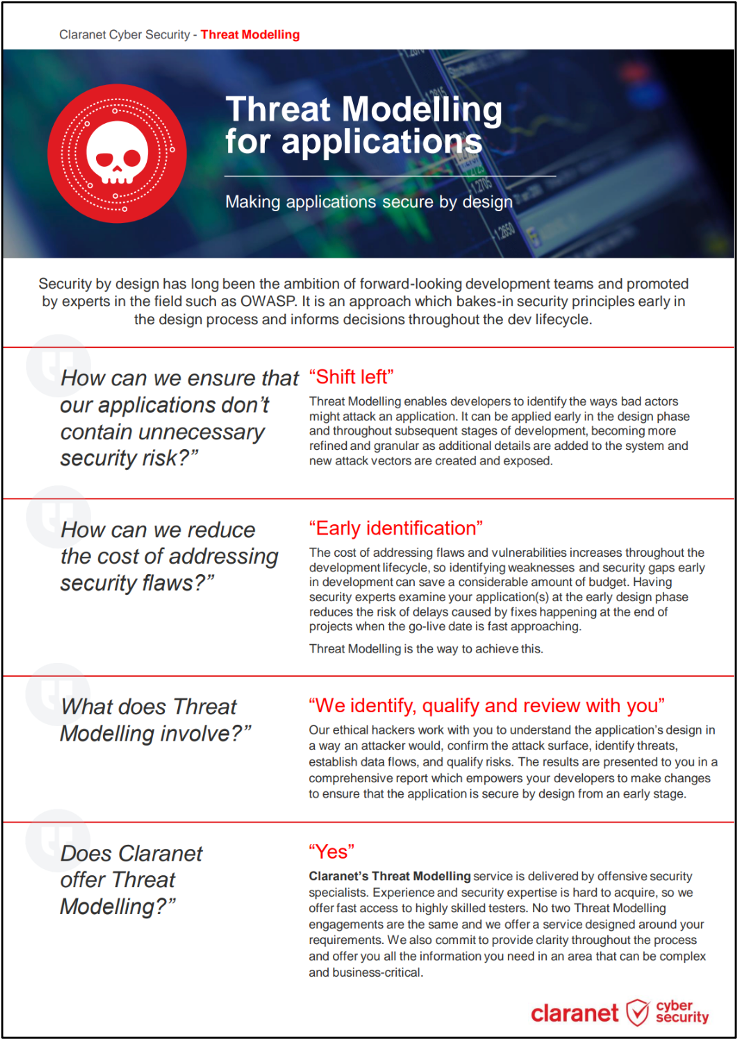 Threat Modelling Pricing Claranet Cyber Security